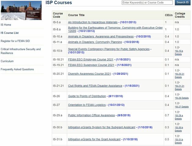 FEMA Online Courses | Tuscaloosa County Emergency Management Agency
